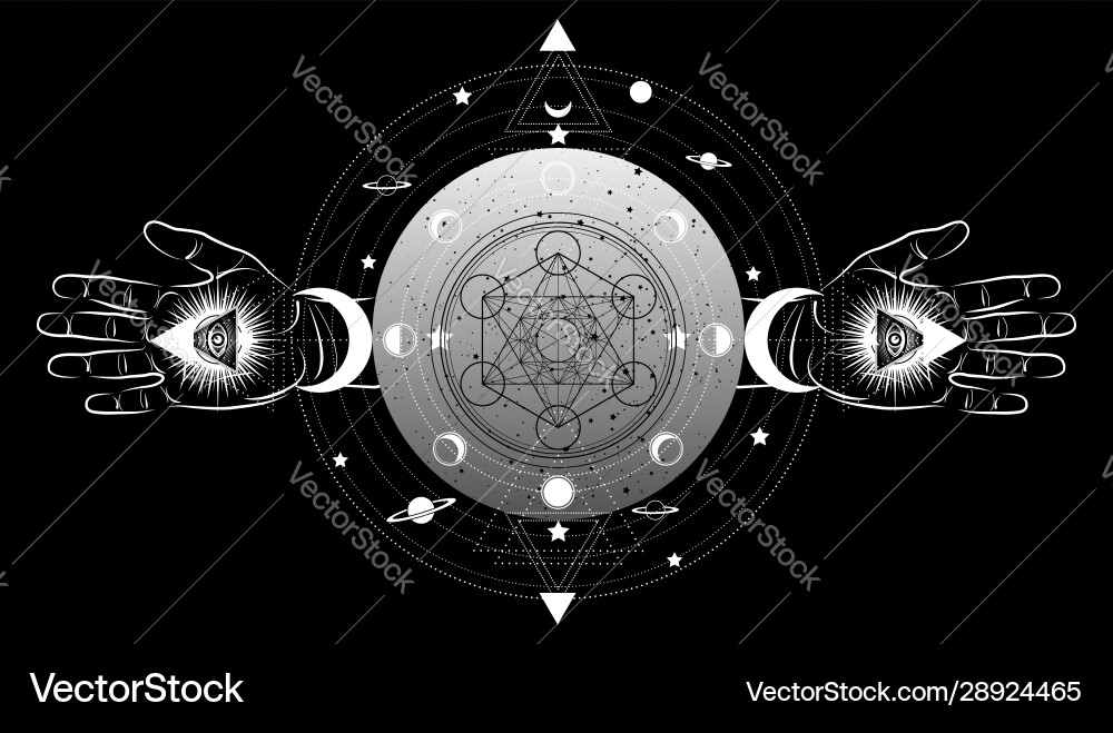 Metatron's Cube & Flower of Life Royalty Free Vector