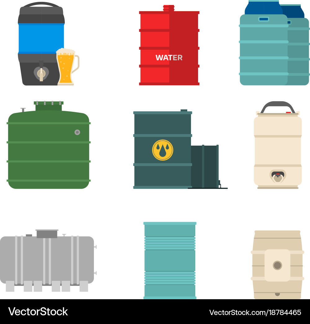 Oil drums container fuel cask storage rows steel Vector Image