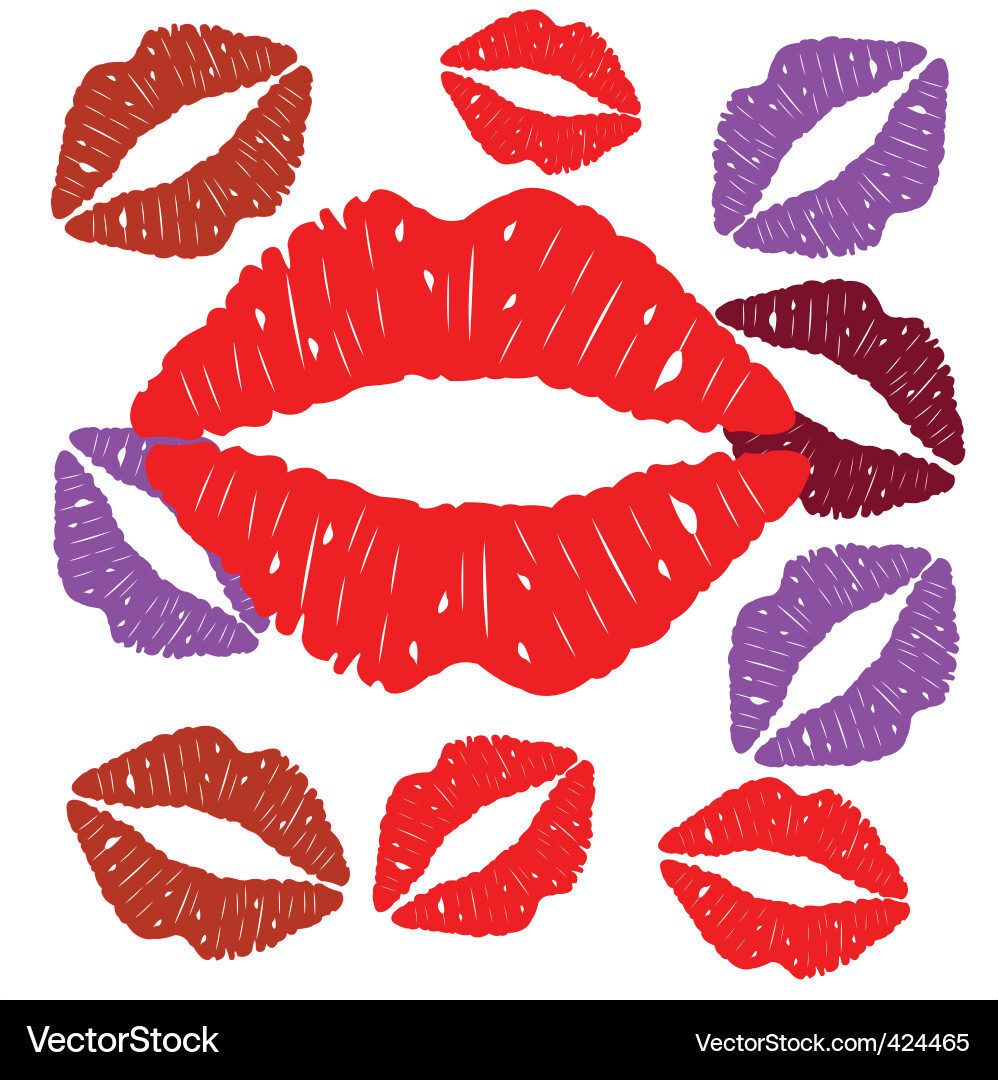 Red Lip Imprints Royalty Free Vector Image - VectorStock
