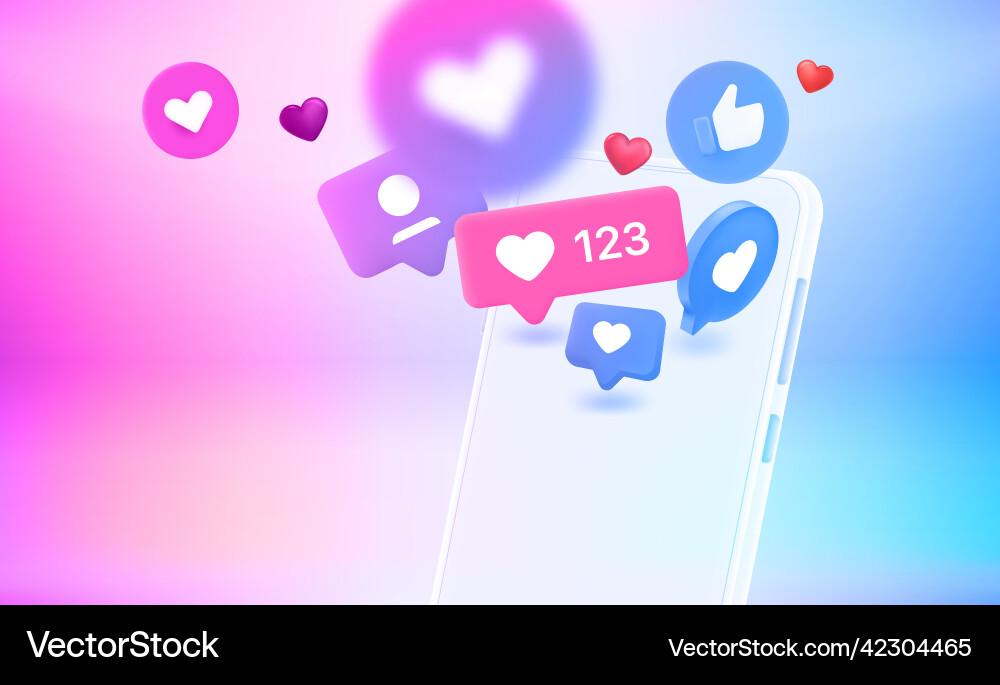 Social media notification bubbles flying Vector Image