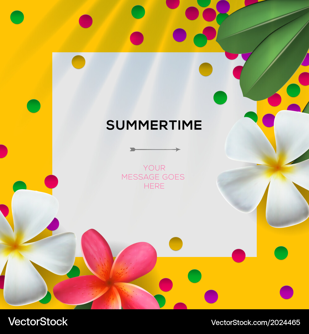 Summertime template with floral background Vector Image