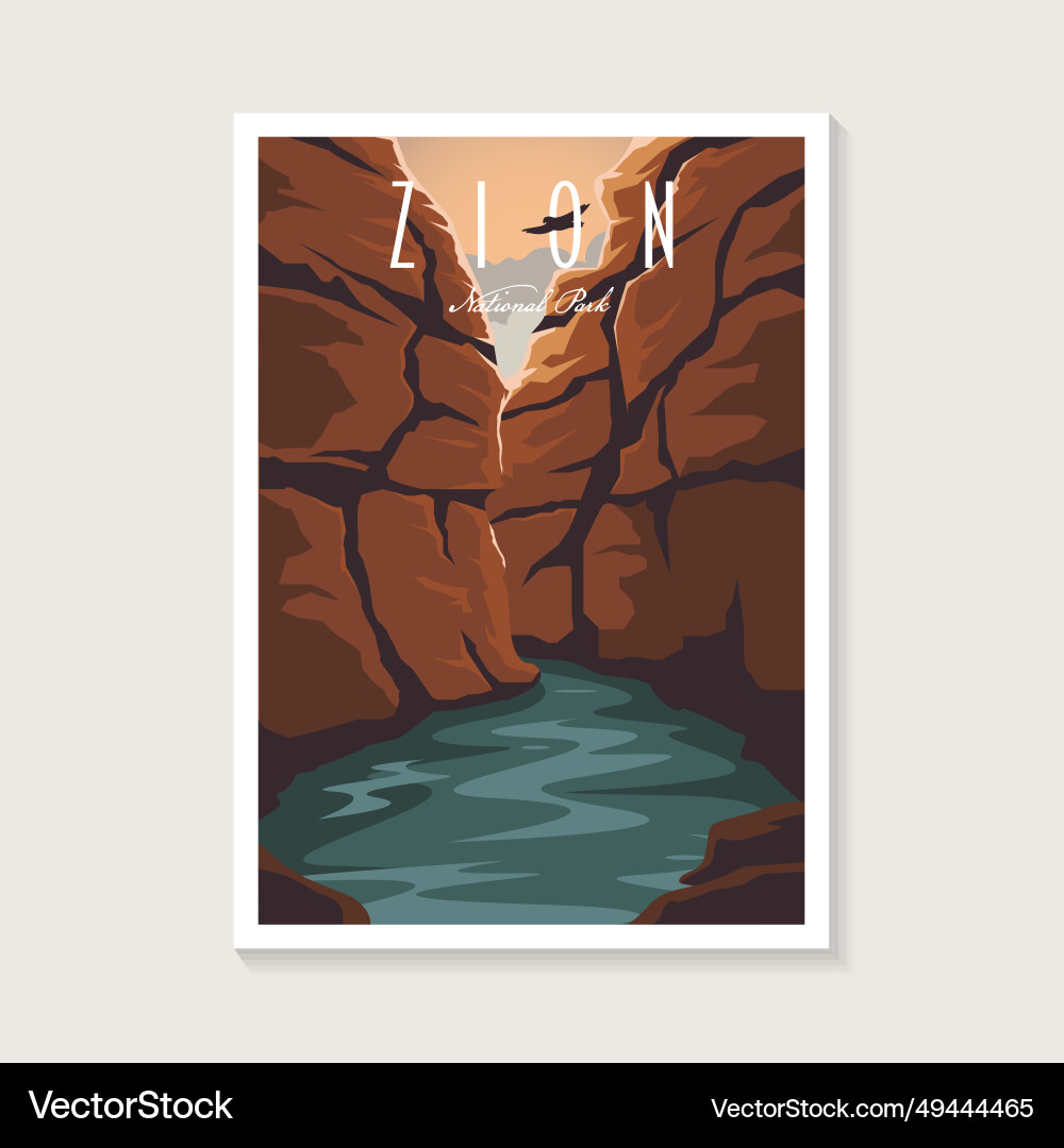 Zion national park poster design Royalty Free Vector Image