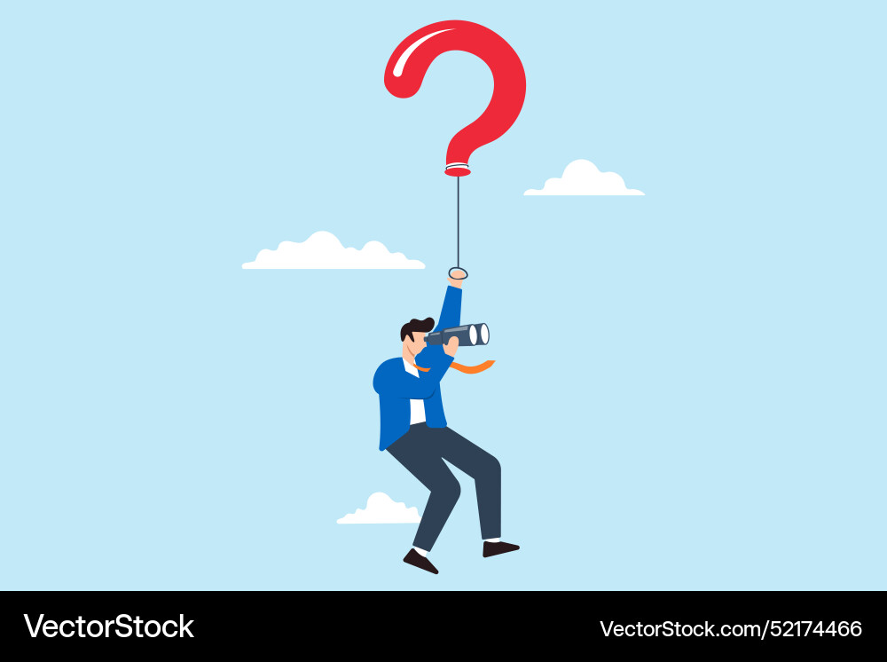 Businessman flying with question mark balloon Vector Image