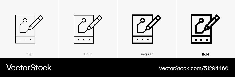 Drawing tablet icon thin light regular and bold Vector Image