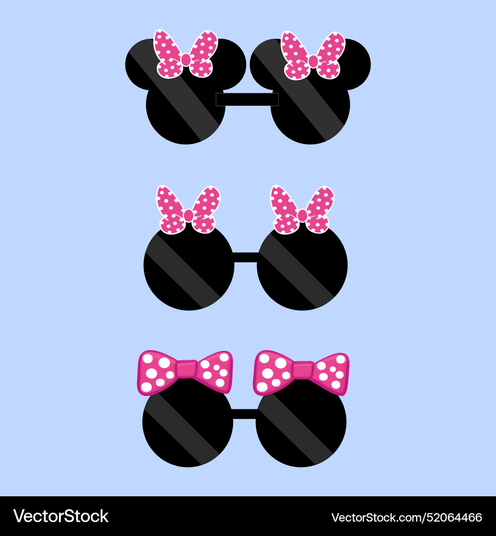 Minnie mouse sunglasses set Royalty Free Vector Image