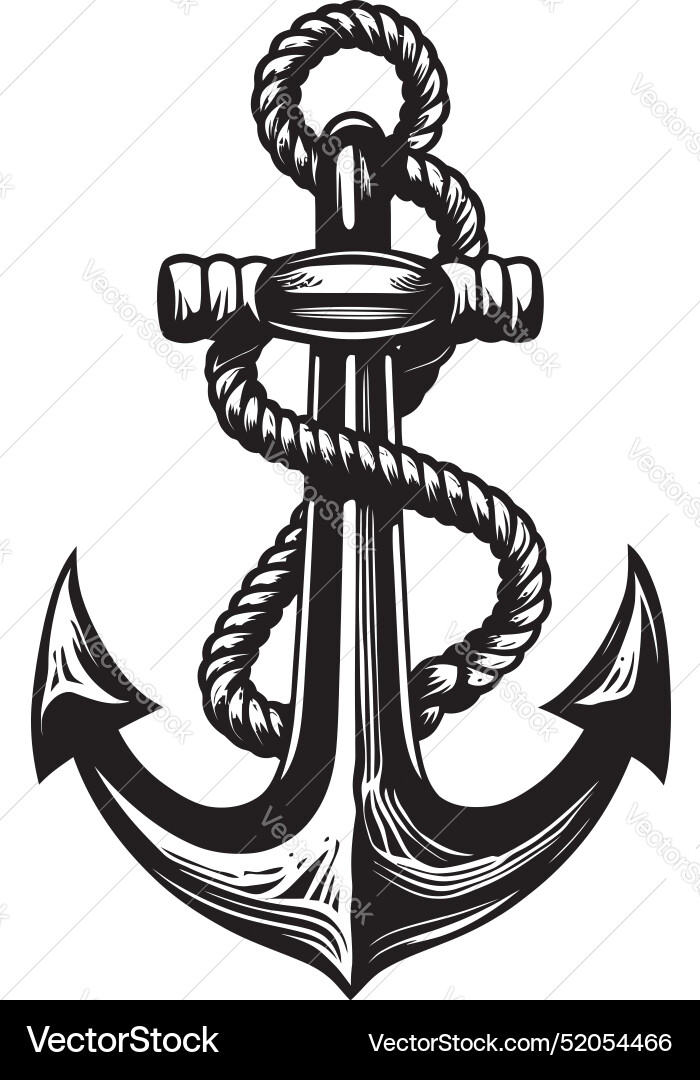 Nautical tradition icon ship anchor with rope Vector Image