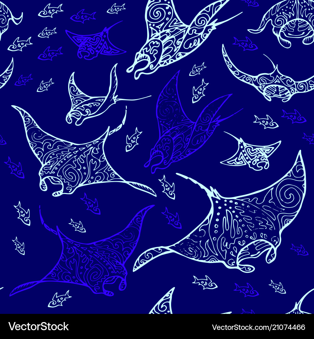 Ocean Manta Ray Pattern Royalty Free Vector Image