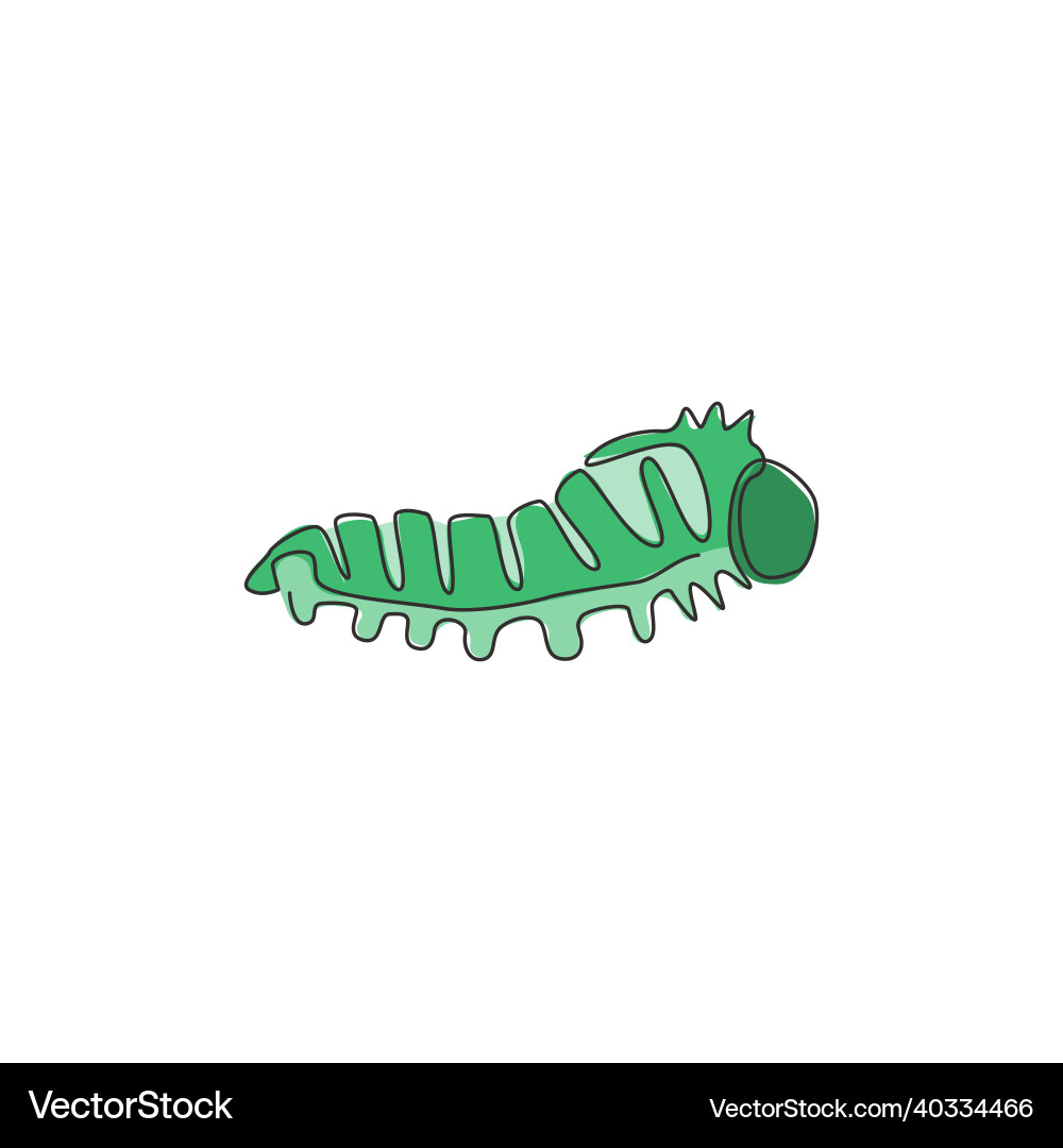One continuous line drawing of cute caterpillar Vector Image