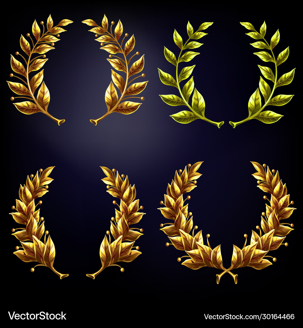 Set golden laurel wreaths Royalty Free Vector Image