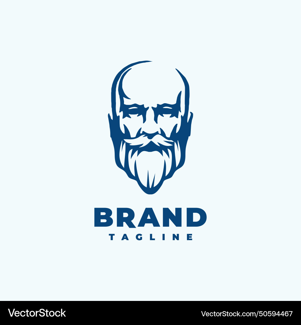 Bald hairless man with beard logo design template Vector Image