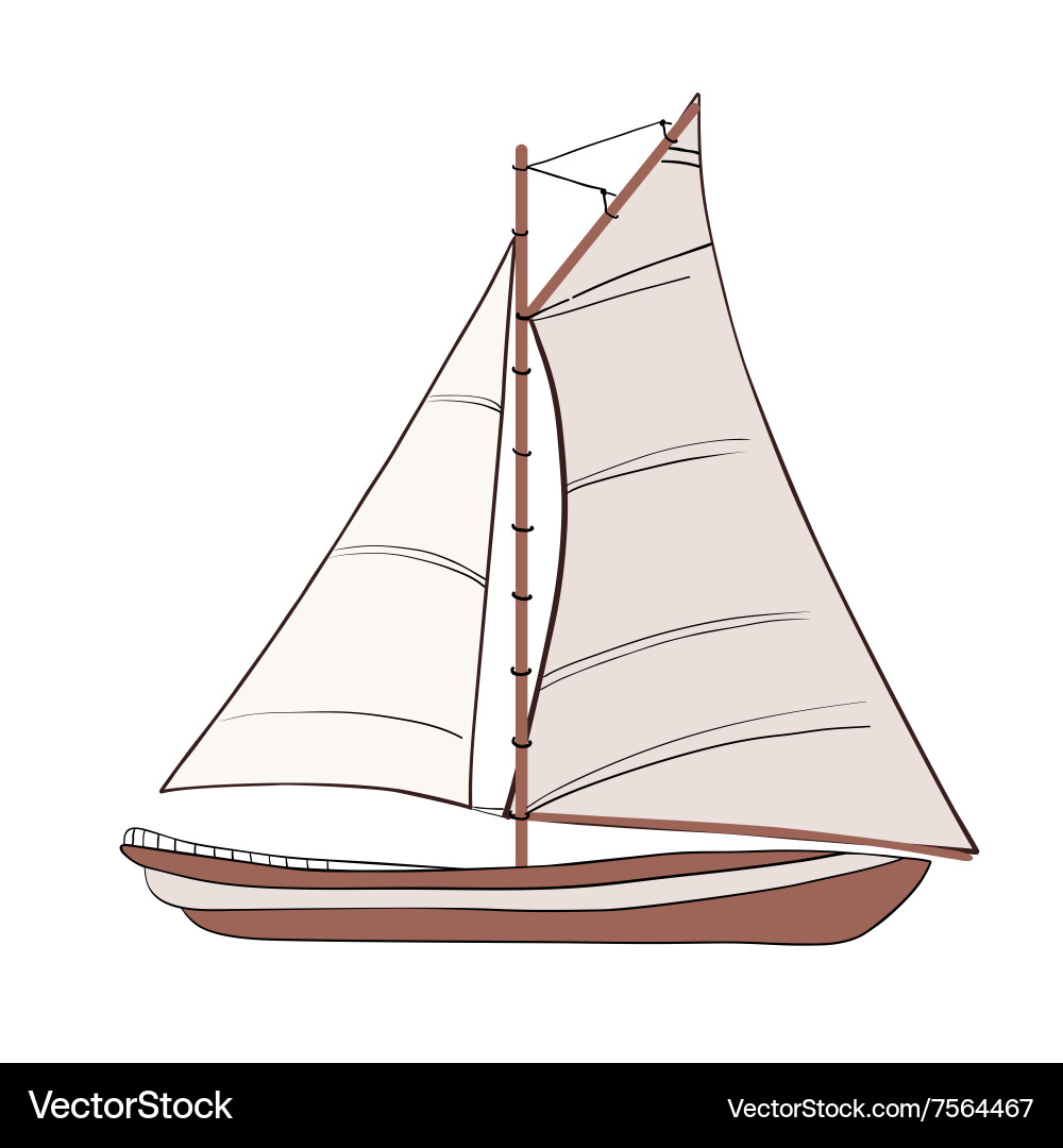 Boat with sails Royalty Free Vector Image - VectorStock