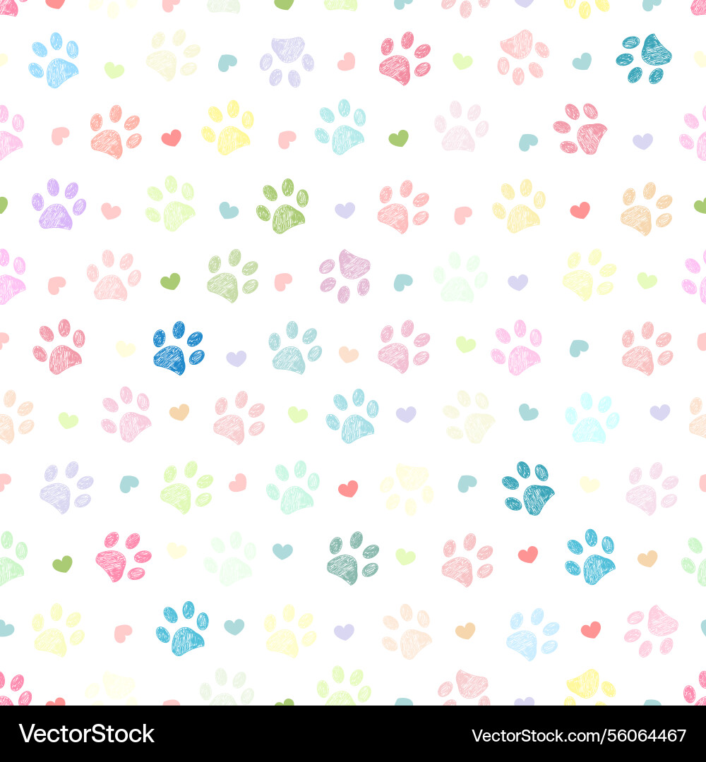 Colorful paw prints seamless pattern Royalty Free Vector