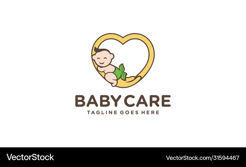 Creative logo and cute baby for care Royalty Free Vector