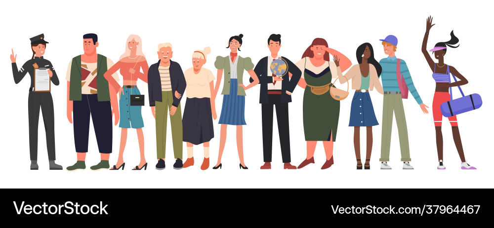 Crowd people diverse citizen group man woman Vector Image
