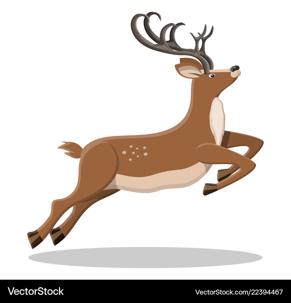 Cute jumping deer with antlers Royalty Free Vector Image