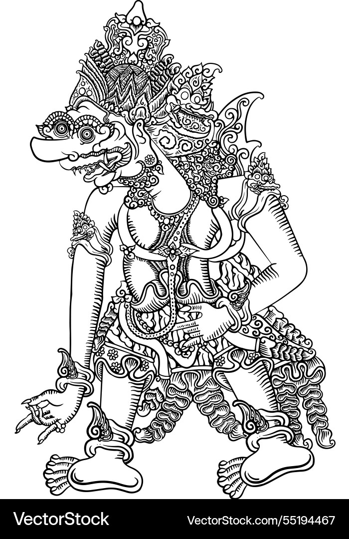 Dewa amral wayang kulit Royalty Free Vector Image