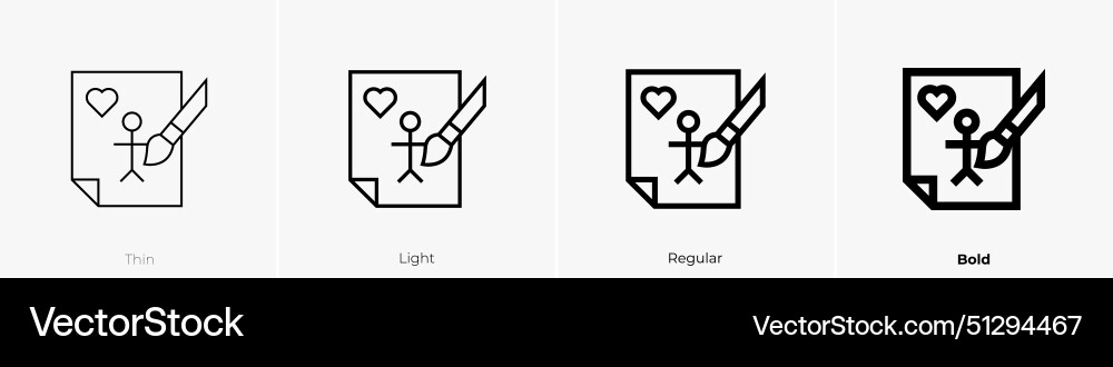 Drawing icon thin light regular and bold style Vector Image