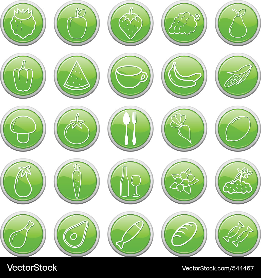 Food buttons Royalty Free Vector Image - VectorStock