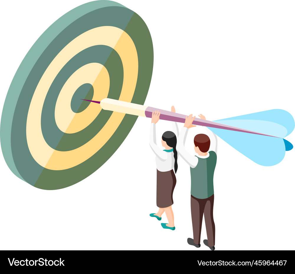 Hitting target isometric composition Royalty Free Vector