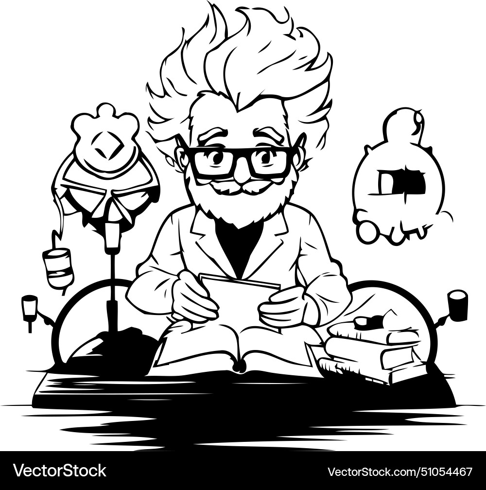 Scientist reading a book Royalty Free Vector Image