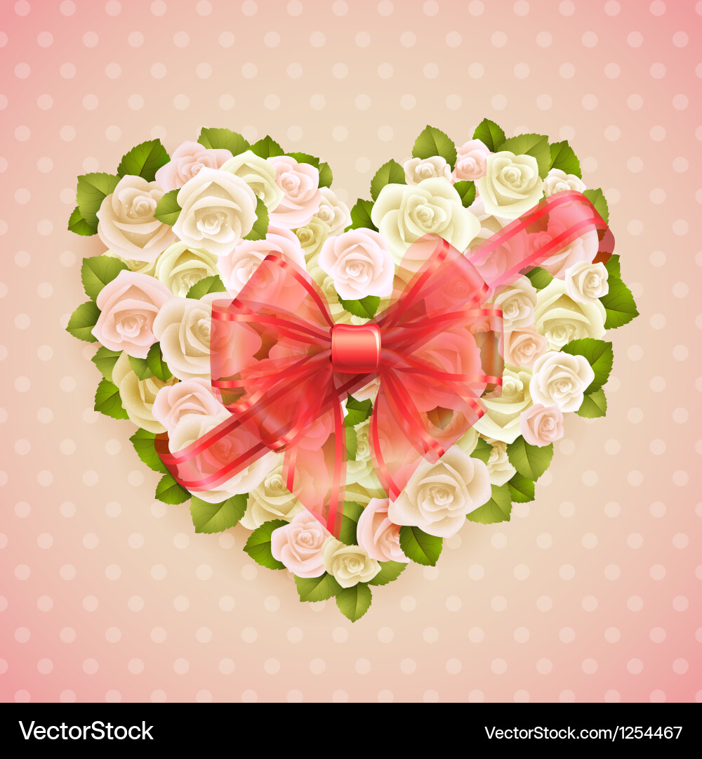 White roses heart Royalty Free Vector Image - VectorStock