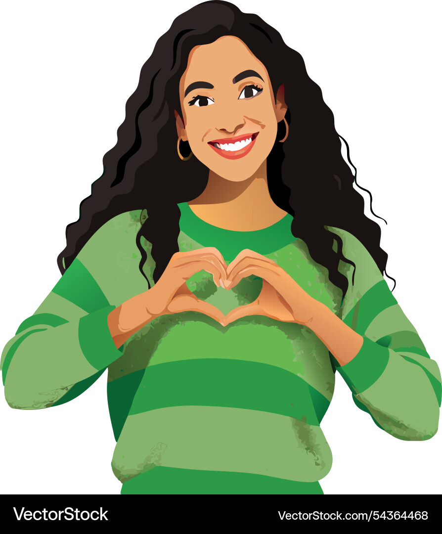 Beautiful young woman making heart shape Vector Image
