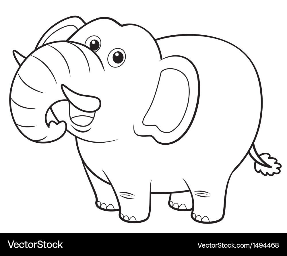 Cartoon Elephant Outline Royalty Free Vector Image