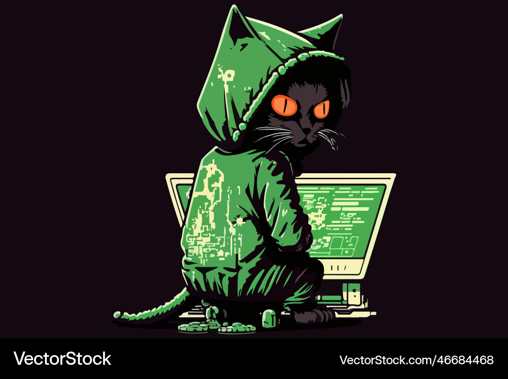 Cat hacker Royalty Free Vector Image - VectorStock
