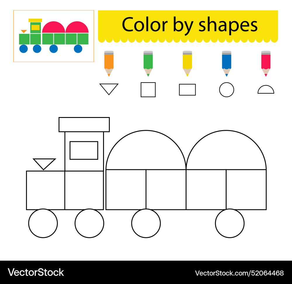 Coloring pages color by shapes for children Vector Image