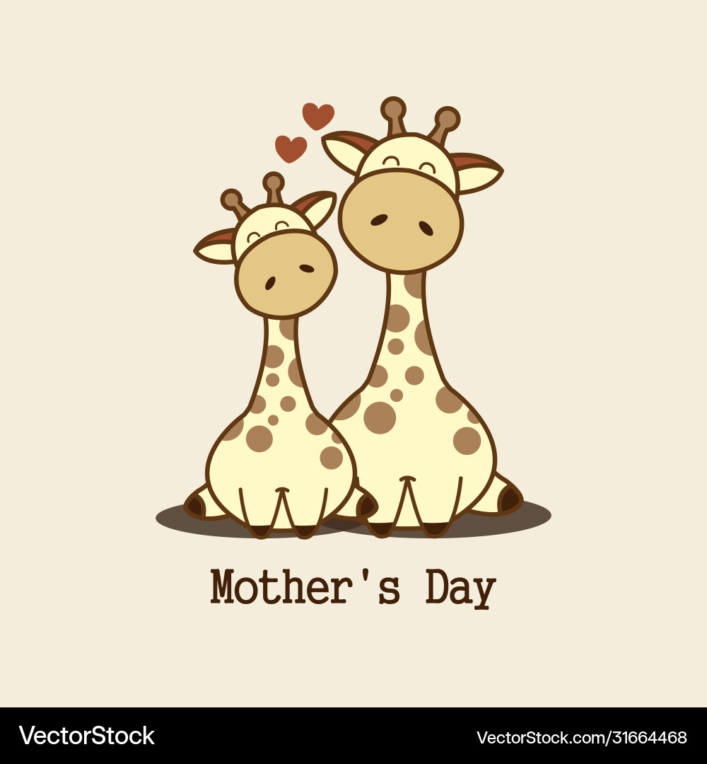 Cute animals for mothers day Royalty Free Vector Image