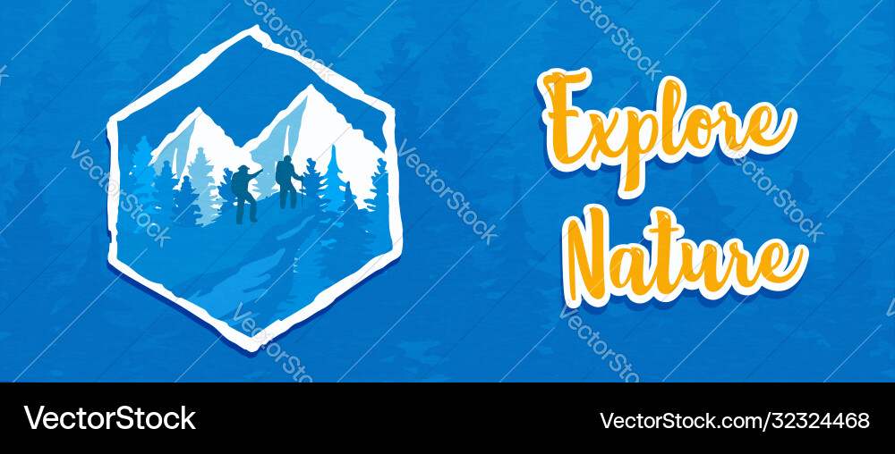 Explore nature banner people climbing mountain Vector Image