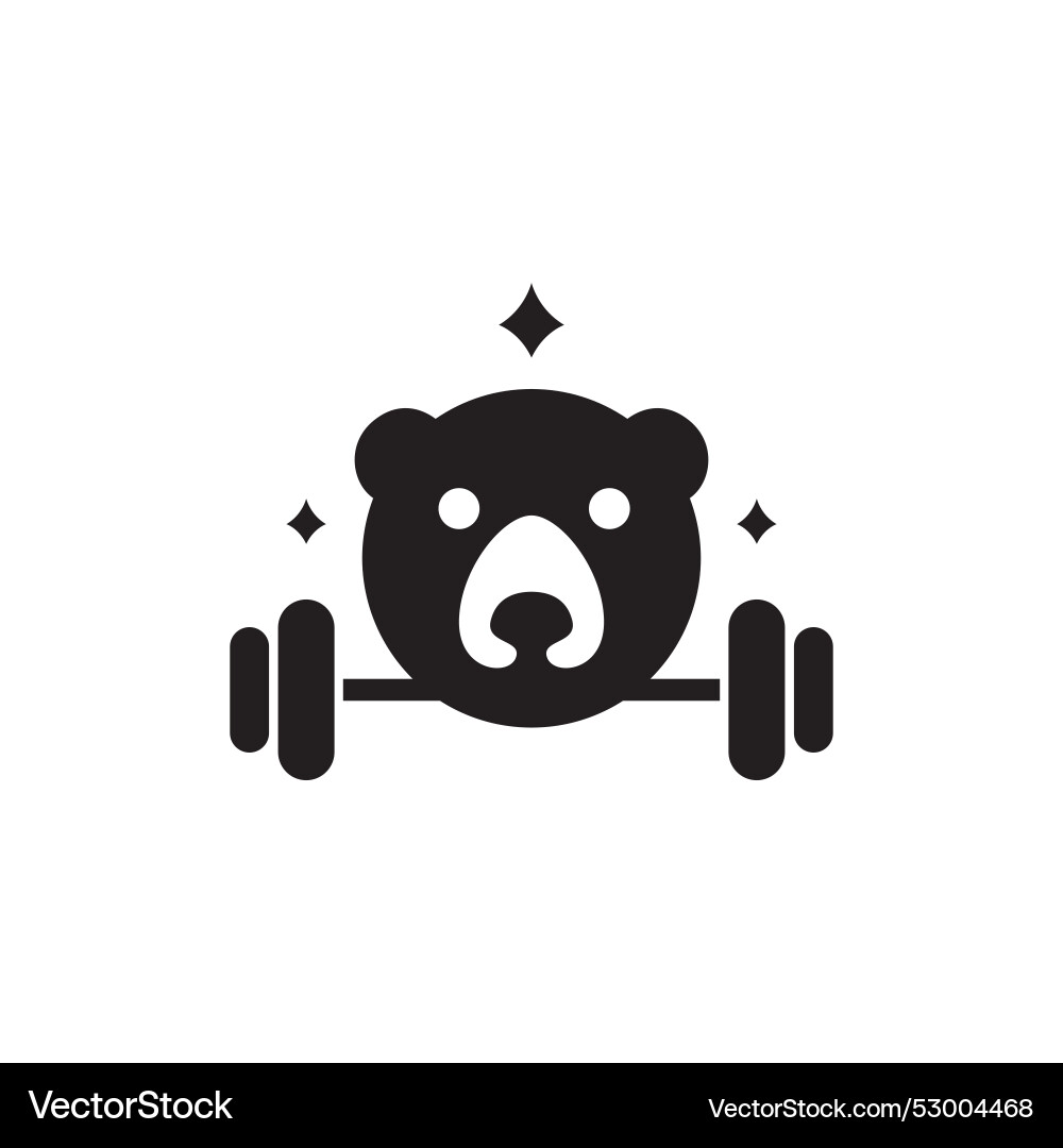 Gym bear wild power flat logo design Royalty Free Vector