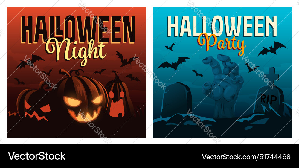 Halloween scary posters with sinister pumpkins Vector Image