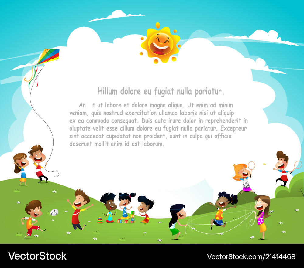 Happy cartoon kids having Royalty Free Vector Image