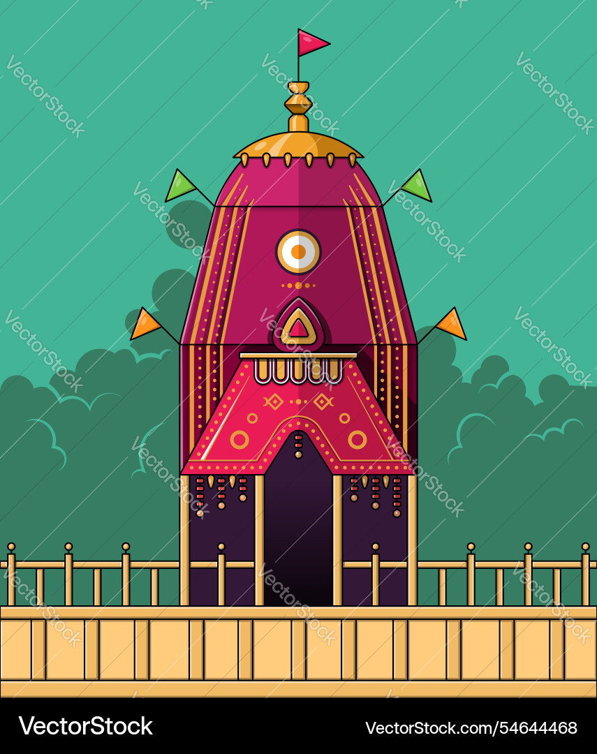 Jagannath rath isolated on green sky background Vector Image