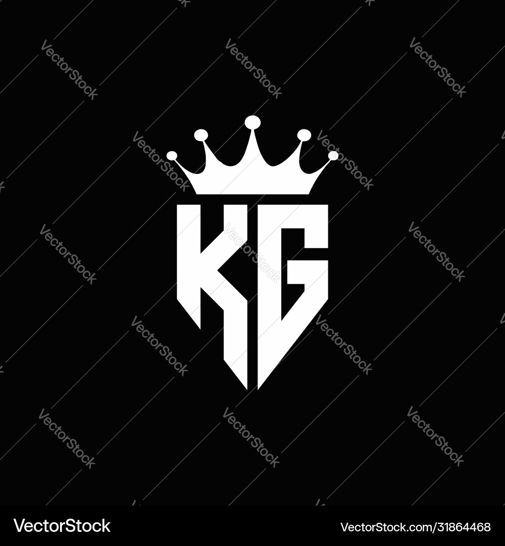 Kg logo monogram emblem style with crown shape Vector Image