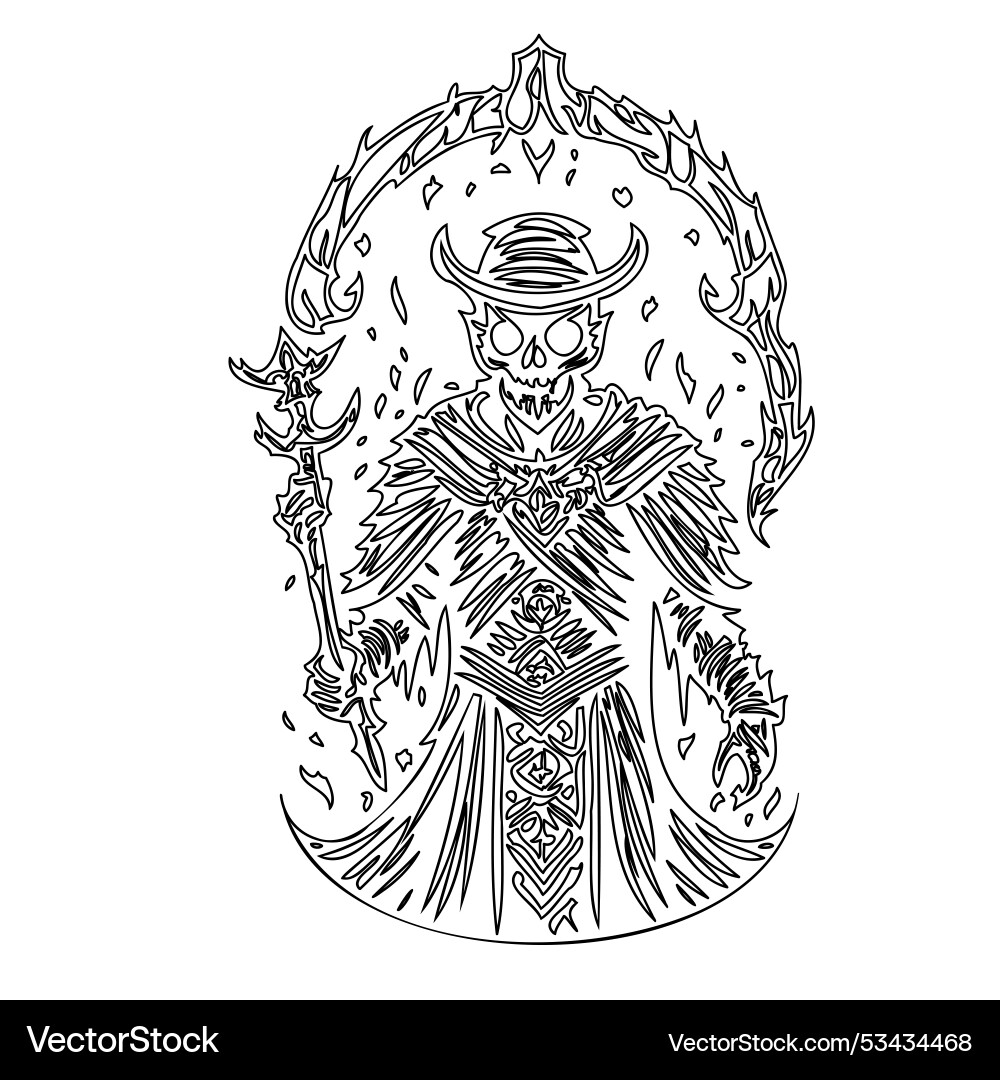 Lich monster outline sketch Royalty Free Vector Image