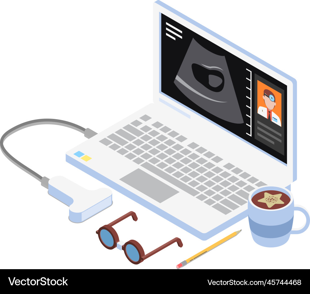 Medical laptop examination composition Royalty Free Vector