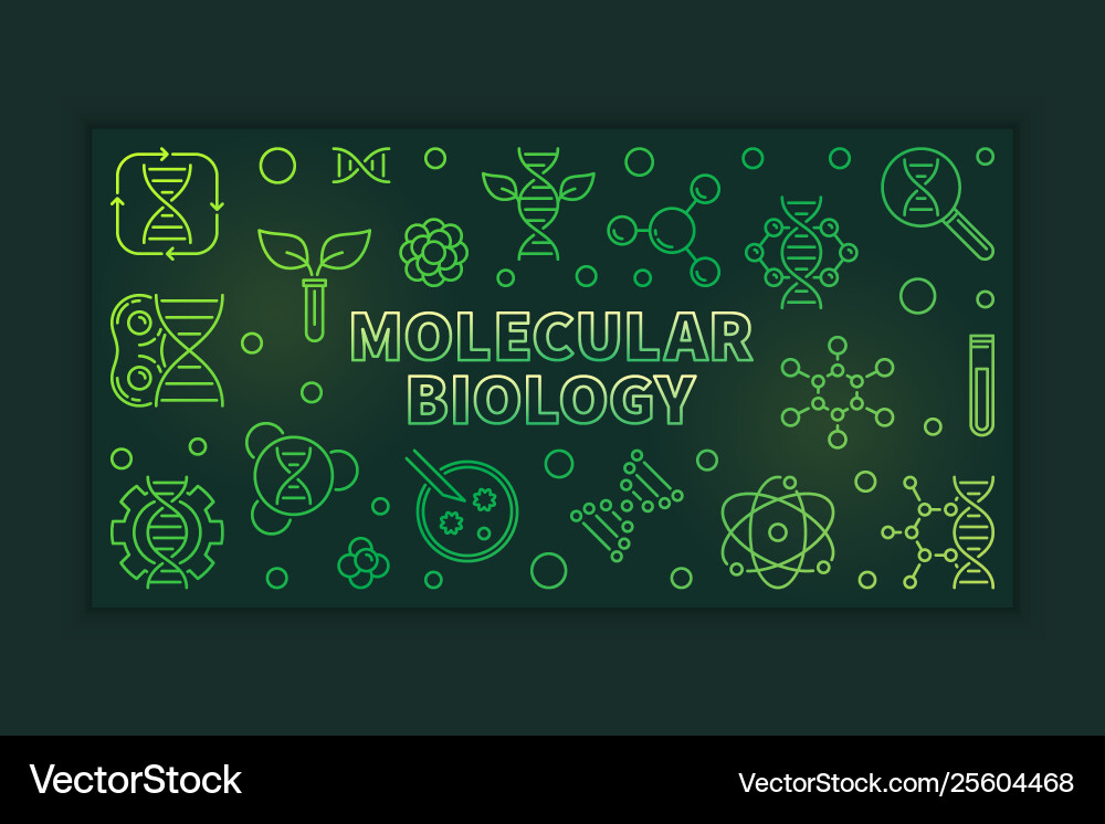 Molecular biology outline green banner Royalty Free Vector