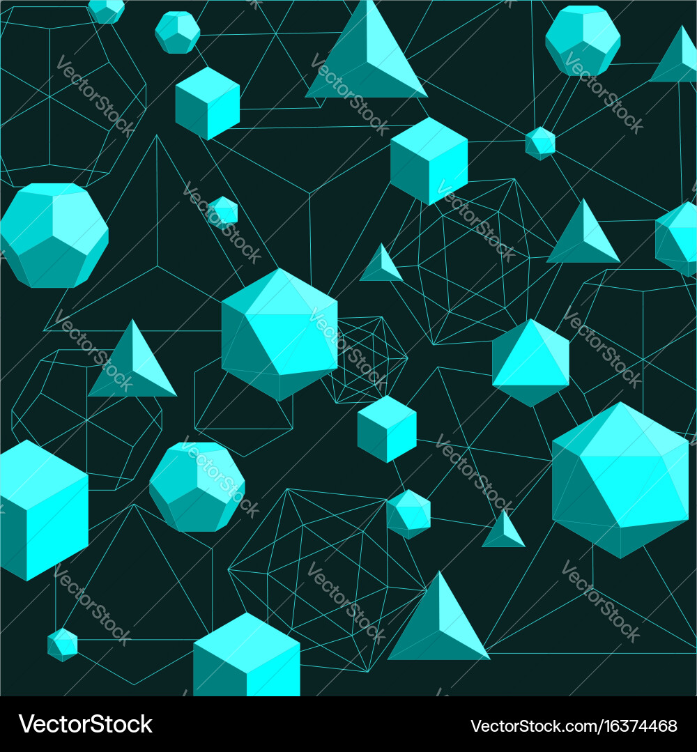 Platonic solids abstract background Royalty Free Vector
