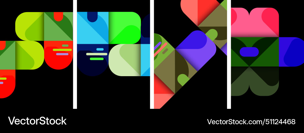 Vibrant geometric shapes in varying tints set Vector Image