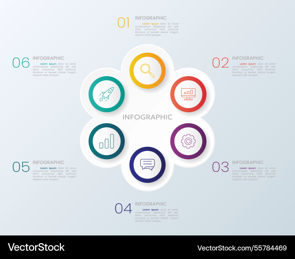 6 steps of circular presentation infographic Vector Image