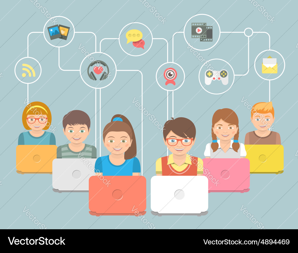 Children Using Technology Royalty Free Vector Image