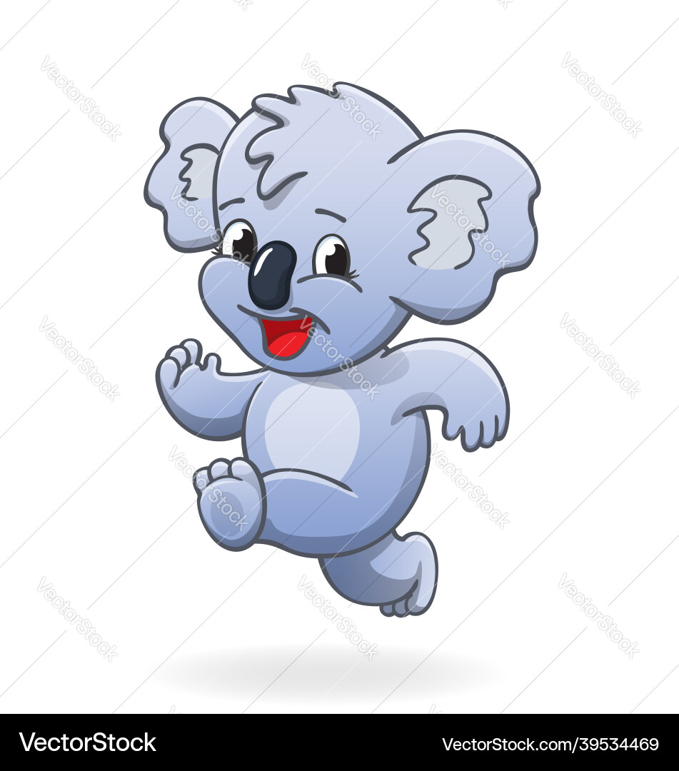 Cute smiling happy koala running Royalty Free Vector Image