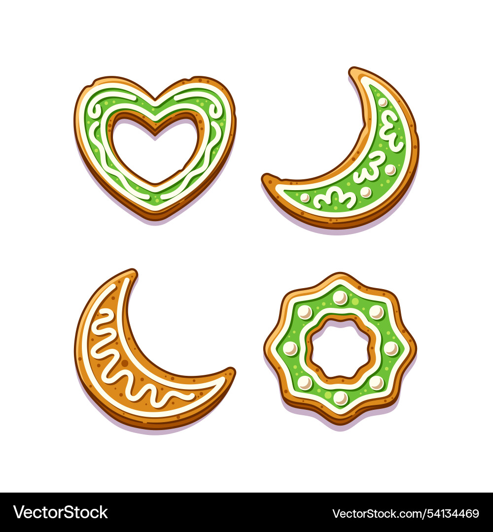 Delicious decorative gingerbread cookies Vector Image