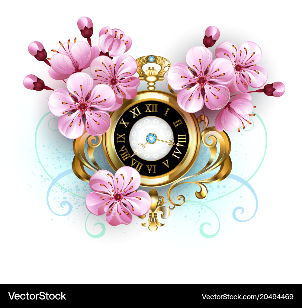 Sakura Blossom Clock Royalty Free Vector Image
