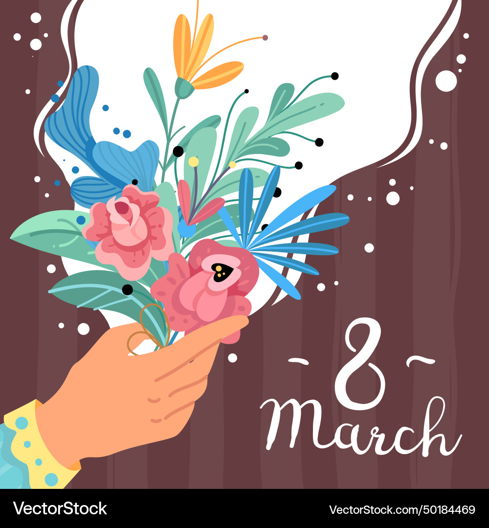 Spring bouquet 8 march card or postcard Royalty Free Vector