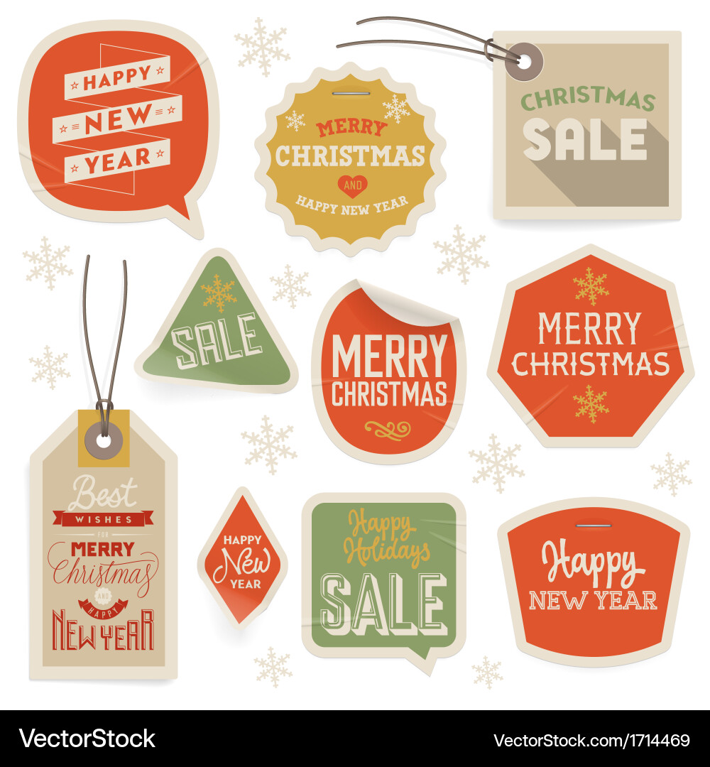 Stickers and labels for year Royalty Free Vector Image