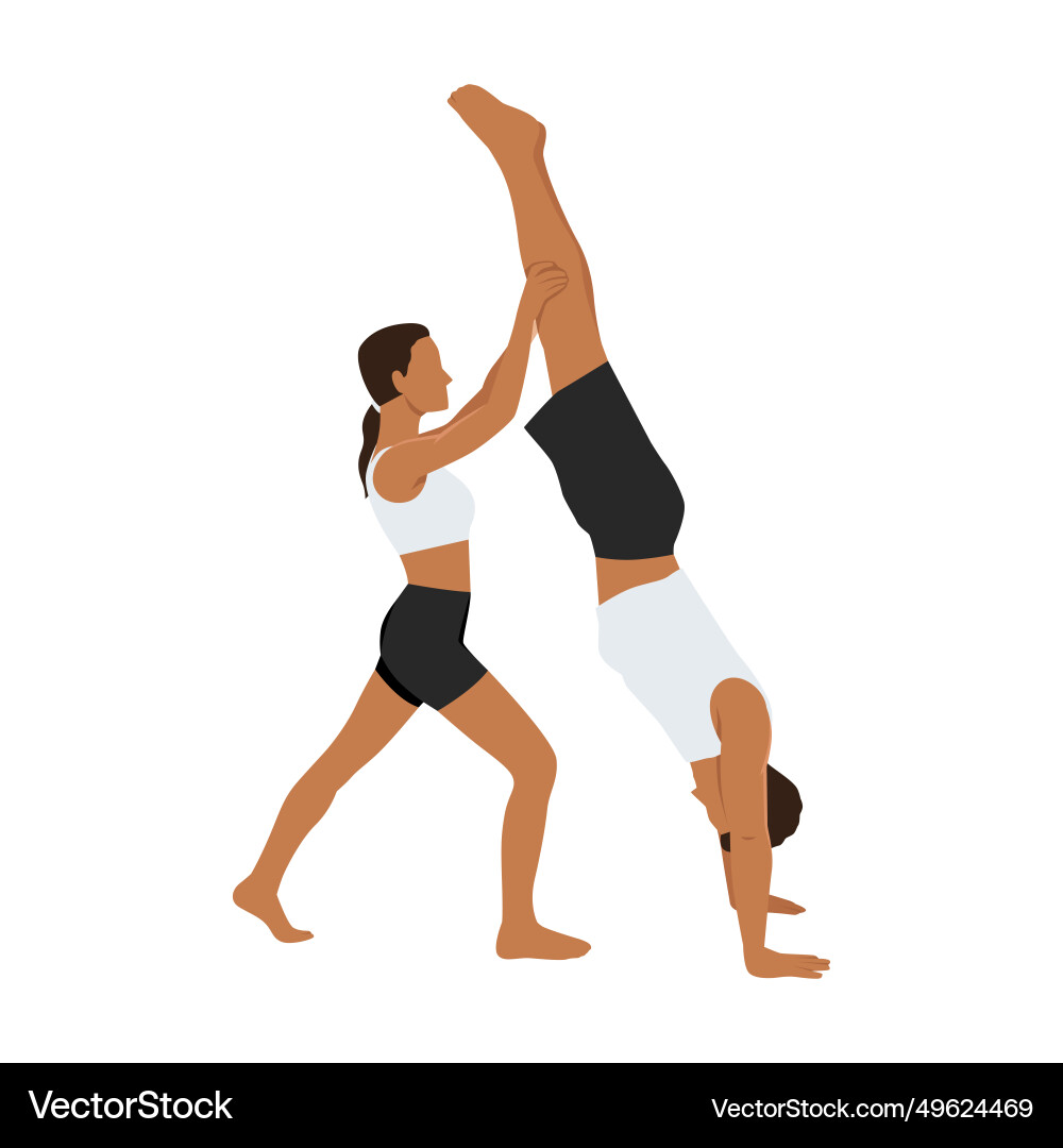 Young couple helping each other to practicing Vector Image