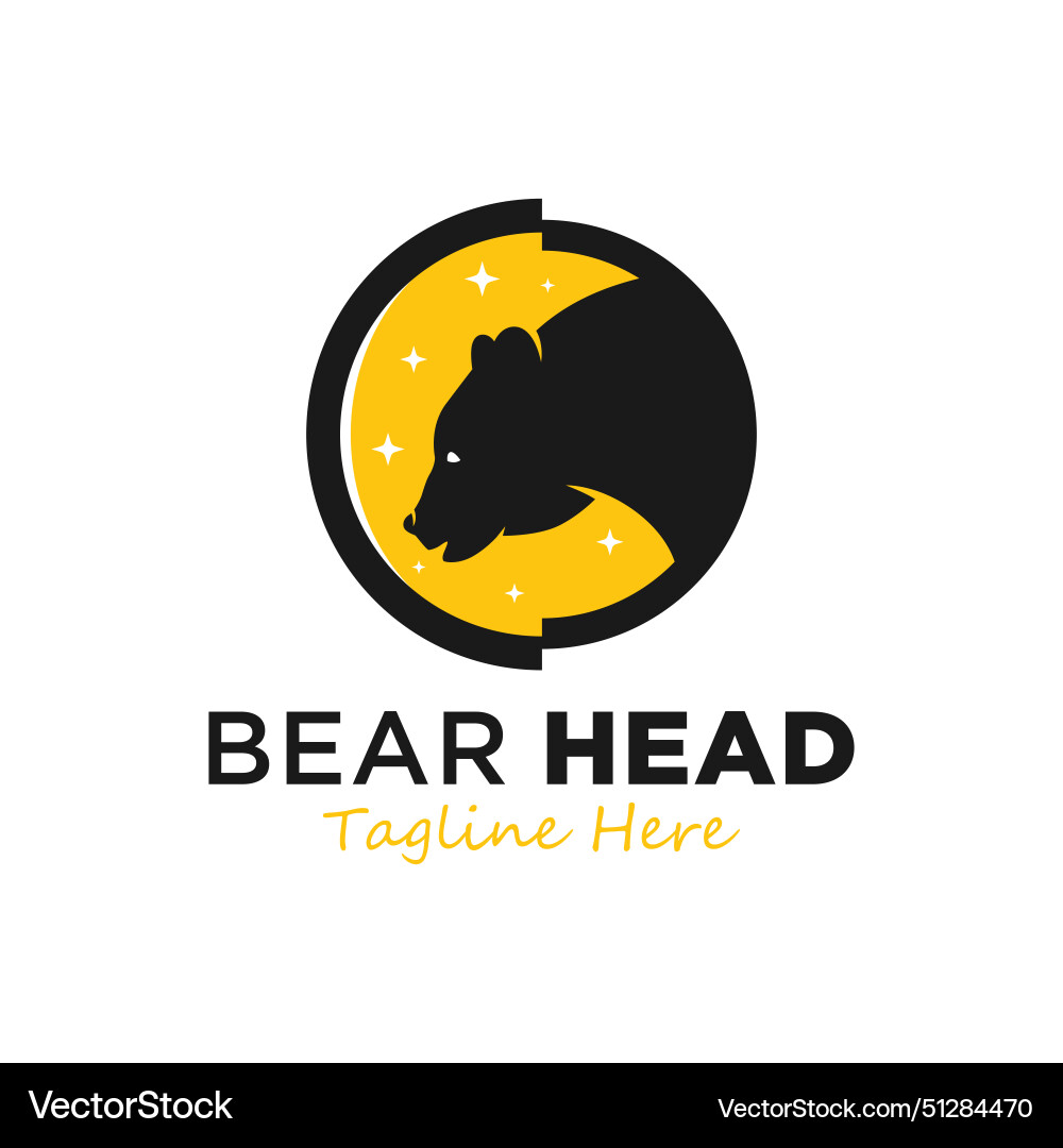 Bear head circle logo Royalty Free Vector Image